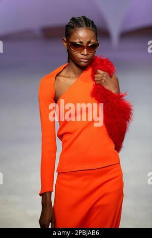Lisbon, Portugal. 12th Mar, 2023. A model walks the runway at the Nuno ...