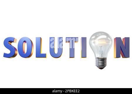 Concept of soluton with the light bulb - 3d rendering Stock Photo - Alamy