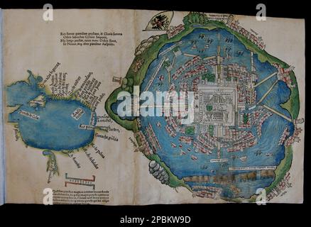Map of Tenochtitlan, 1524 Stock Photo - Alamy
