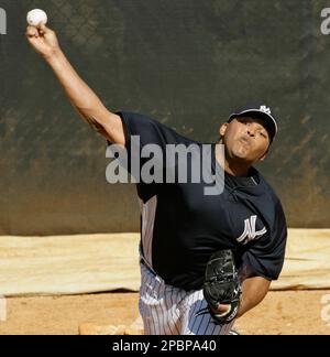 New York Yankees pitcher Humberto Sanchez leaves the field during ...