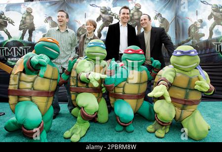 Voice actors, from left, Mikey Kelley, James Arnold Taylor, Nolan North ...
