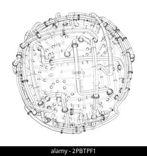 Pipes with flanges around a large sphere Stock Photo - Alamy