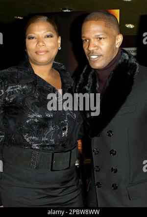 Actors Queen Latifah and Jamie Foxx at the premiere of the HBO film ...