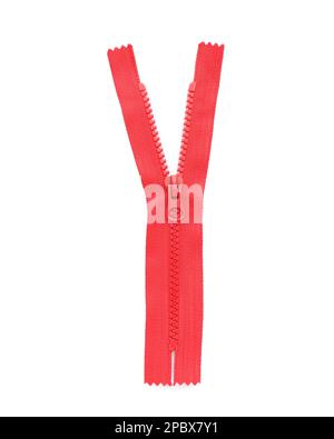 Red clothes zip open isolated over white studio background Stock Photo ...