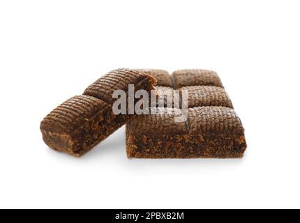 Pieces of hematogen bar on white background Stock Photo - Alamy