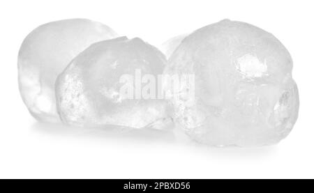 Many frozen ice balls on white background Stock Photo - Alamy