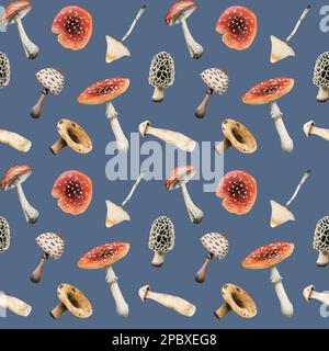 Autumn forest seamless cartoon mushrooms pattern for fabrics and kids ...