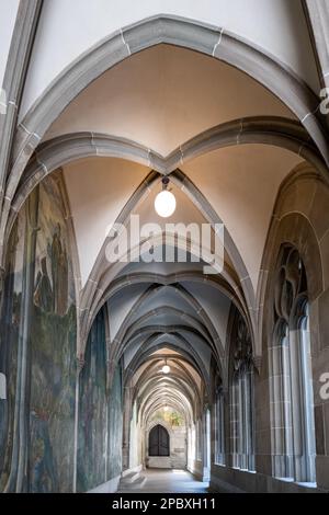 The Gothic monastery with its monastery church and the arcades inside ...