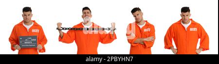 Collage with photos of prisoner on white background. Banner design ...