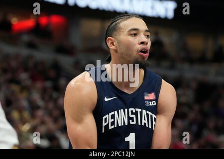 Penn State's Seth Lundy looks to pass during an NCAA college basketball ...