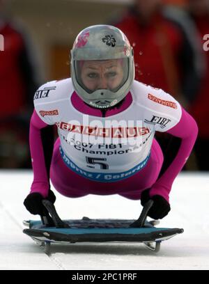 USA's Noelle Pikus Pace at the start of the women's Skeleton event, at ...