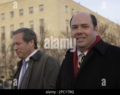 Journalist Matthew Cooper, right, and his attorney, Richard Sauber ...