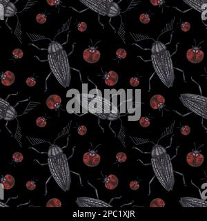 SSeamless pattern Realistic beetles insect isolated on white background ...