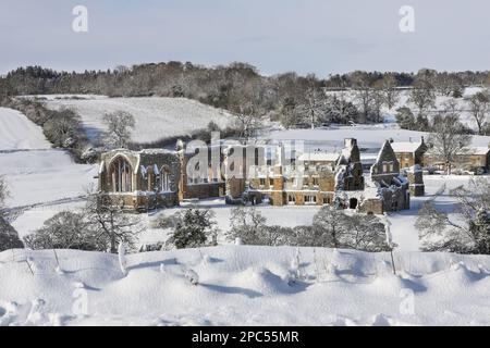 Egglestone Abbey Winter Scene, Barnard Castle, Teesdale, County Durham ...