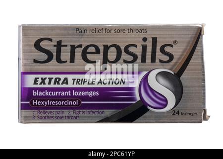 Packet of Strepsils throat lozenges on white background Stock Photo - Alamy