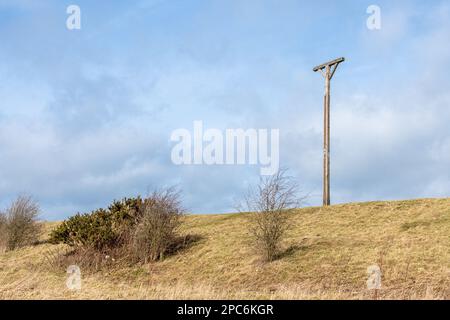 View of Combe Gibbet at the top of Gallows Down in Berkshire, England ...
