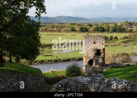 Postern gate and river Clwyd at Rhuddlan Castle in Denbighshire, North ...