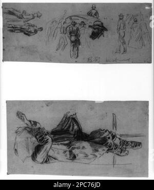 Single reclining figure with cloth over face, 1860-1865, by Alfred R ...