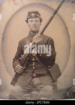 Private Jacob Harker of Company C, 120th Ohio Volunteers in uniform ...
