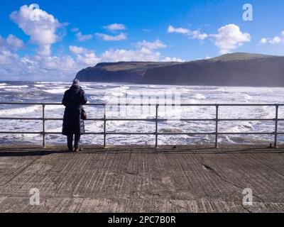 The harbour wall at Skinningrove remains of the jetty formerly used by ...