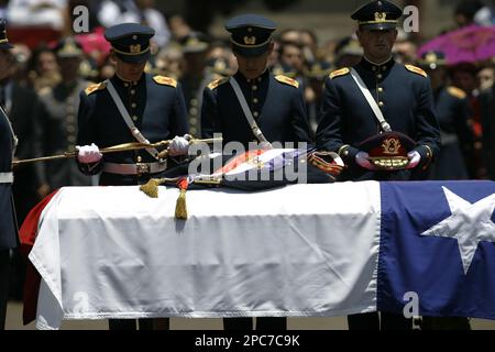 The casket with the remains of former military ruler Gen Augusto ...
