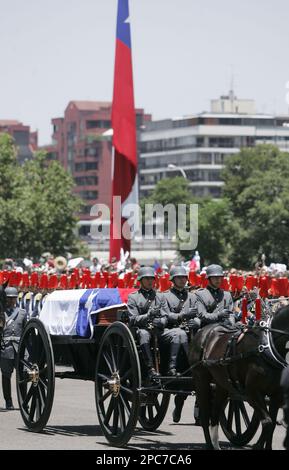 The casket with the remains of former military ruler Gen Augusto ...