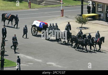 The casket with the remains of former military ruler Gen Augusto ...