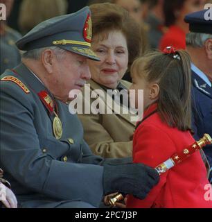 Lucia Hiriart, center, wife of former Gen. Augusto Pinochet, arrives at ...