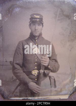 Captain Joseph W. Winger of Company D, 2nd Pennsylvania Heavy Artillery Regiment in uniform with ...
