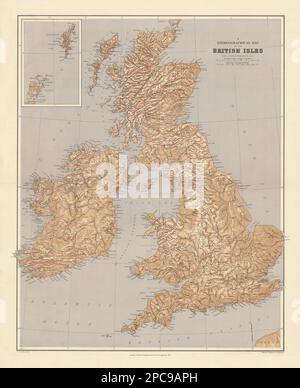British Isles Stereographical. Mountains rivers. Large 65x52cm STANFORD ...