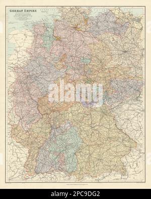 German Empire west. Germany w/ Alsace Lorraine. 65x52cm. STANFORD 1896 ...