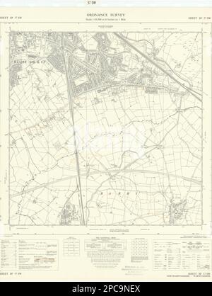 Ordnance Survey Sheet SP57SW Warwickshire Rugby Hillmorton Barby 1955 ...