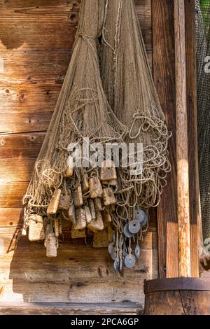 Old homemade net made of rope for catching handmade fish Stock Photo ...