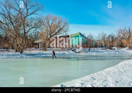 The Duck Pond Ice Rink in Assiniboine Park, Winnipeg, Manitoba Stock ...