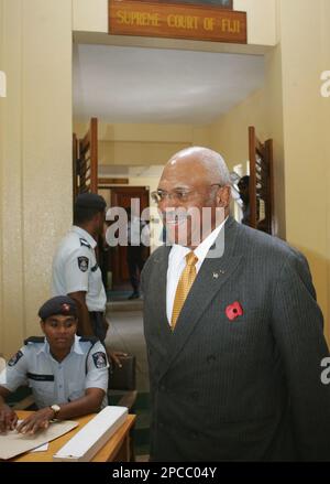 Sitiveni Rabuka leaves the Supreme Court of Fiji in Suva, Monday, Nov ...