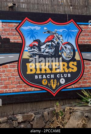 Bikers Beach Club bar shield, Playa Blanca sign, Lanzarote, Canary ...