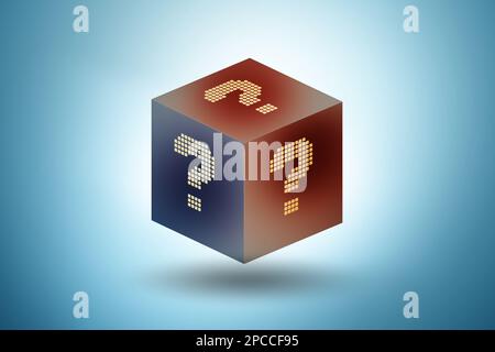 Cube with question marks on its sides Stock Photo - Alamy