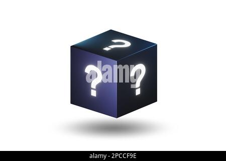 Cube with question marks on its sides Stock Photo - Alamy