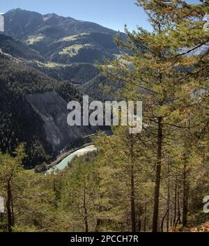 Section of the alpine Rhine gorge near Flims, Swiss Alps Stock Photo ...