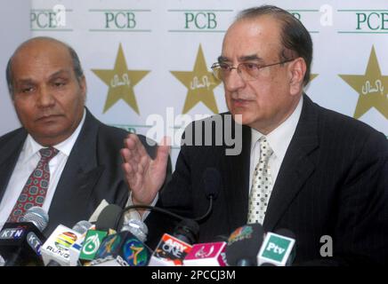 Pakistani lawyer Shahid Hamid who heads the Anti-Doping Tribunal talks ...