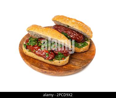 Choripan Sausage Sandwich Isolated, Traditional Chimichurri Bread with ...