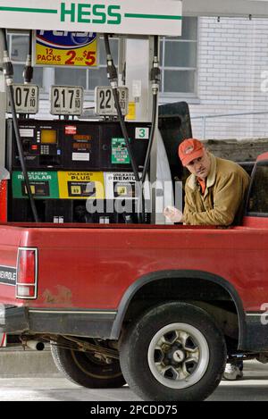 Gas pumps at a Hess gasoline station Stock Photo - Alamy