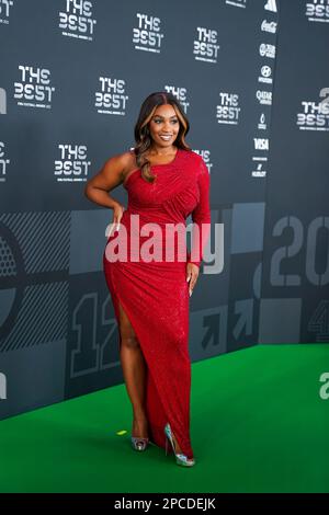 Broadcaster Samantha Johnson poses for a photo as she arrives on the ...