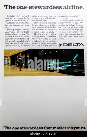 Delta airlines advert in a magazine 1979 Stock Photo - Alamy