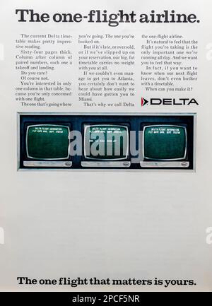 Delta airlines advert in a magazine 1979 Stock Photo - Alamy
