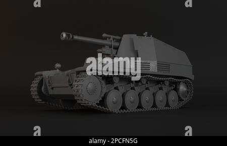 Realistic metal model of realistic military tank. Isolated military ...