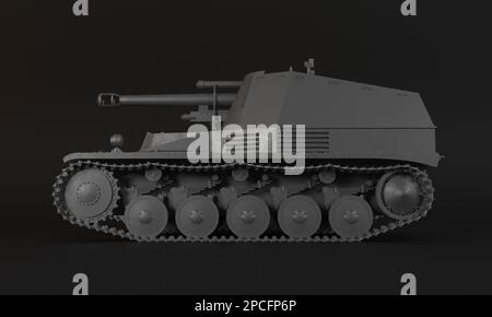 Realistic metal model of realistic military tank. Isolated military ...
