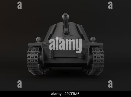 Realistic metal model of realistic military tank. Isolated military ...