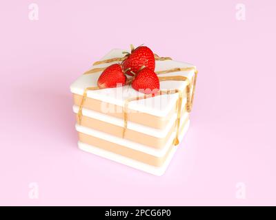 Cream cake with strawberries close-up Stock Photo - Alamy
