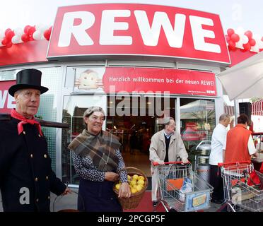 Entrance of a REWE supermarket in Germany in sunny weather Stock Photo ...